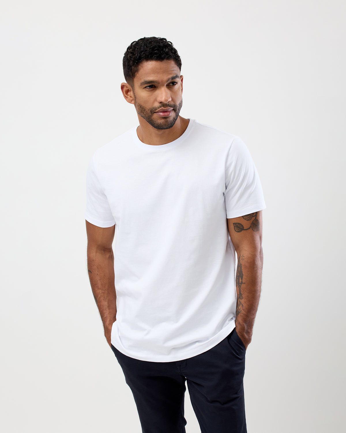Men's Quality Basic Plain Tees | WAYVER | White Cotton Crew T-Shirt ...