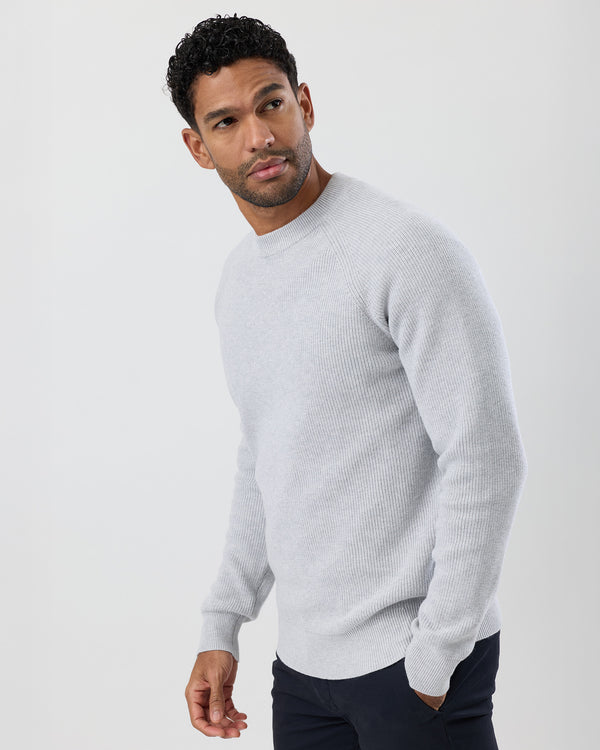 Men’s Cotton Fisherman’s Rib Knit Crew | WAYVER Light Grey Jumper ...