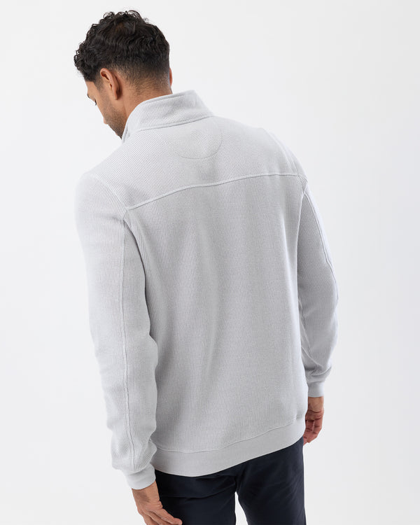 Men's French Rib Sweater Half Zip | WAYVER | Stand Collar in Light Grey ...